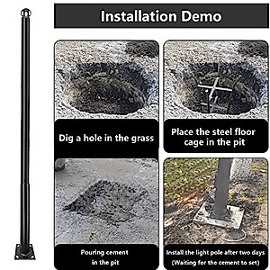 HYPERAZA Solar Street Light Pole 13.12ft Garden Light Pole Outdoor Heavy Metal Light Pole Field Light Pole Ranch Light Pole for Hanging Solar Heavy Duty Street Light with Ground Cage and Mounting Kit