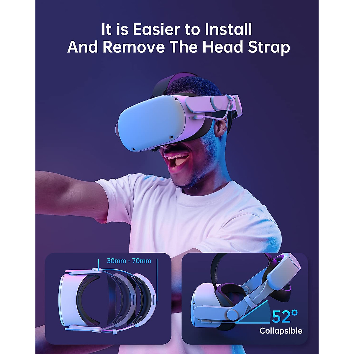 ToyBag Head Strap with 6000mAh Battery Compatible with Oculus Quest 2, Adjustable Elite Head Strap for Enhanced Support and Extending Game time in VR