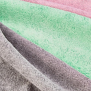 Amazon Basics Microfiber Cleaning Cloths, Non-Abrasive, Reusable and Washable, Pack of 24, Green/Gray/Pink, 16" x 12"