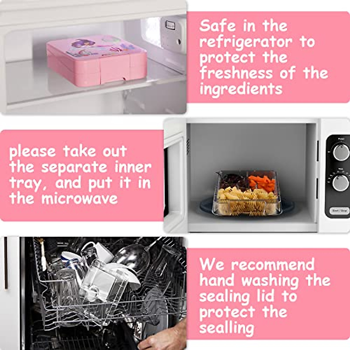 AOHEA Bento Lunch Box for Kids: Bento Boxes BPA FREE Kids Lunch Box 4 Compartment Toddler Bento Box Tritan Lunch Boxes Toddler Lunch Containers for Daycare or School(Mermaid)