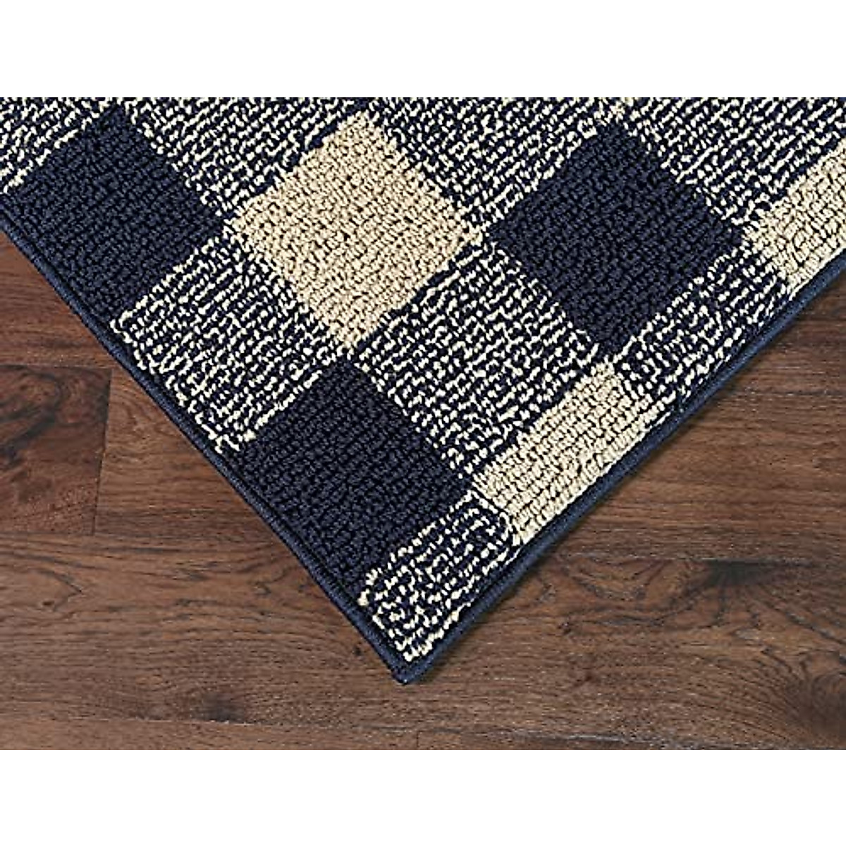 Garland Rug Country Living Buffalo Plaid 5 Ft. x 7 Ft. Indoor/Outdoor Area Rug Navy/Ivory