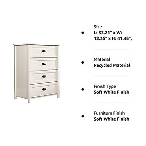 Sauder County Line 4-Drawer Chest (Soft White finish)
