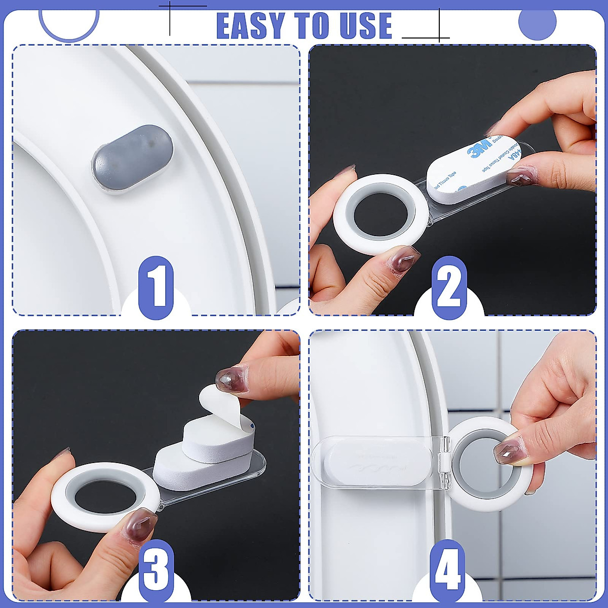 4 Pcs Toilet Lid Handle Lifter Toilet Seat Lifter Toilet Seat Lifter Handle Adhesive Toilet Cover Lift Tool for Bathroom Hotel Home Avoid Touching Toilet Cover Multi Function Cover Lifter for Toilet