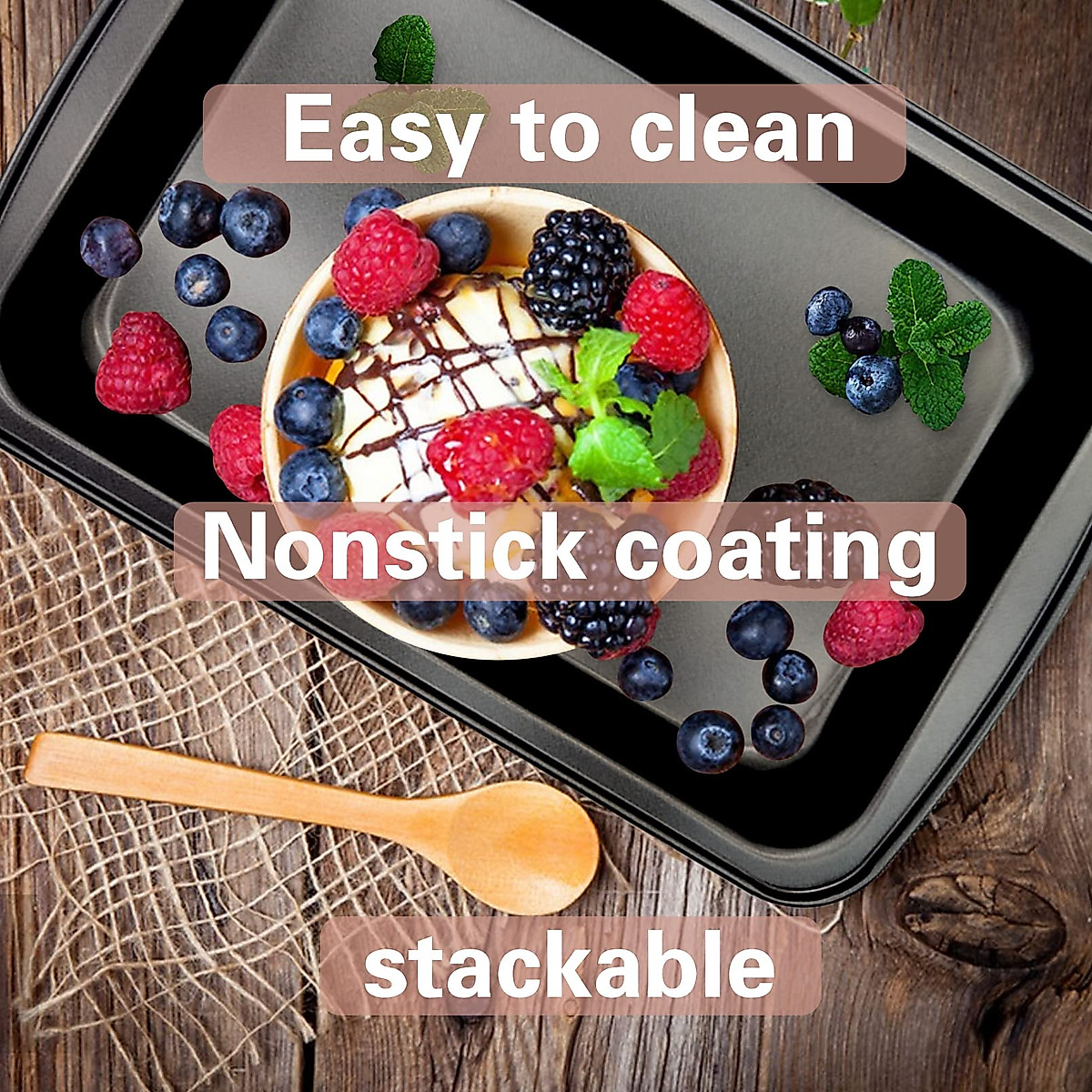 PINVNBY Baking Pans Set,Nonstick Bakeware Set with Baking Sheet, Muffin Pan, Round Cake Pan, Pizza Pan, Kitchen Oven Pan Baking Sheet Set, Complete Carbon Steel Bakeware Set (3 Pieces)