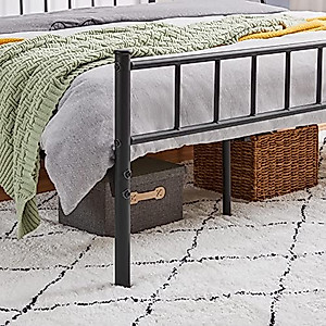 Topeakmart King Size Metal Bed Frame, Platform Bed Frame with Headboard and Footboard/No Box Spring Needed/Steel Slat Support/Under Bed Storage/Black