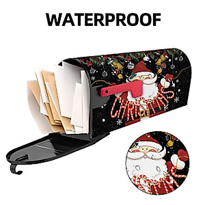 Merry Christmas Mailbox Cover 21x18 Inch, Christmas Santa Claus Post Letter Box Covers, New Year Holiday Xmas Magnetic Waterproof Mail Wraps for Outdoor Yard Garden Standard Mailbox Decor