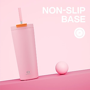 ENCOOL 24 oz Insulated Tumbler with Lid and Straw, 100% Leakproof Travel Coffee Mug, Stainless Steel Coffee Tumbler, Keeps Cold for 24 Hours or Hot for 8 Hours, Car Cup Holder Friendly (Evening Glow)