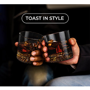 GLORAMA Old Fashioned Whiskey Glasses - Set of 4, 10oz Lead-Free Premium Crystal, Heavy Base Glass for Scotch, Bourbon, Whisky, Cocktails. Elegant Drinkware for Men’s Gifts & Home Bar Essentials