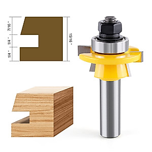 Shaker Rail and Stile Router Bits, Newdeli 1/2 Inch Shank Tongue and Groove Router Bit, Professional Carbide Milling Cutters for Woodworking for Cabinet Doors