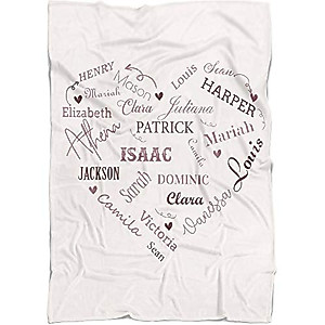 Personalized Name Blankets for Baby, kids and adults, Mom, Grandma. Custom Name Blanket from Your Names. Close to Heart Customized Throw. Gift for Mothers day, Christmas (Rose White, Fleece 50" x 60")