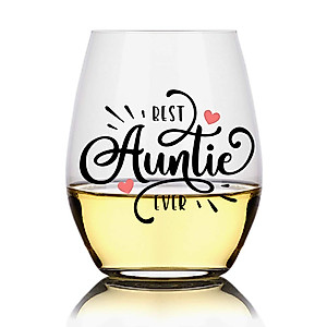 Perfectinsoy Aunt Gifts, Aunt Wine Glass 15 Oz, Best Auntie Ever Gift, Baby Announcement, Funny Auntie Birthday Gifts for New Aunt to Be for Mother’s Day, Perfect Aunt Gift Perfect for Sister