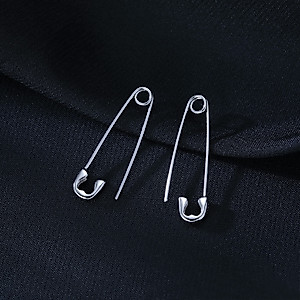Reffeer 925 Sterling Silver Hoop Earrings Cute paper clip earrings Pin Cartilage earrings For Women (Silver)