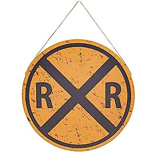 Juvale Railroad Crossing Sign for Restaurants, Vintage Train Decor Perfect for Cafes (12 x 12 in)