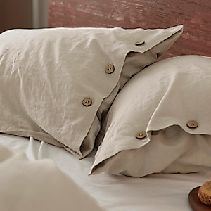 Bedsure Linen Duvet Cover King - Linen Cotton Blend Duvet Cover Set, Linen Color, 3 Pieces, 1 Duvet Cover 104 x 90 Inches and 2 Pillowcases, Comforter Sold Separately