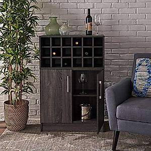 Christopher Knight Home Ridgecrest Mid-Century Modern Danish Styling Faux Wood Wine and Bar Cabinet, Sonoma Grey Oak