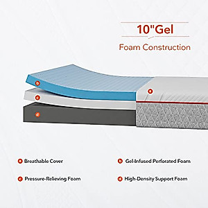 Sweetnight King Size Mattress, 10 Inch King Memory Foam Mattress, Double Sides Flippable King Bed Mattress in a Box, Gel Infused and Perforated Foam for Cool Sleep and Pressure Relief