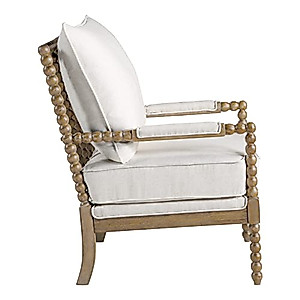 OSP Home Furnishings Fletcher Spindle Accent Chair, Brush Charcoal Finish with Linen