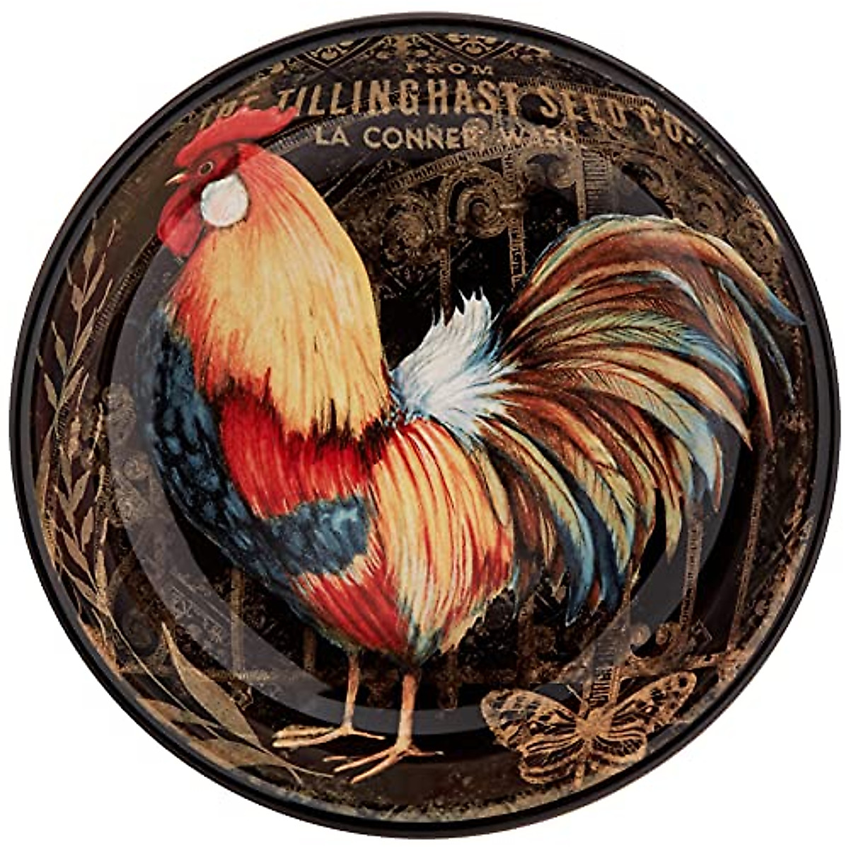 Certified International Gilded Rooster Set/4 Soup/Pasta Bowl 9.25" x 2", Assorted Designs,One Size, Multicolored