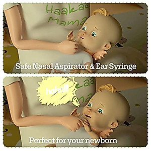 haakaa Silicone Baby Nasal Aspirator| Safe Baby Nose Cleaner| Easy-Squeeze Nose & Ear Bulb Syringe, 0m+ Newborn,Toddler -Transparent