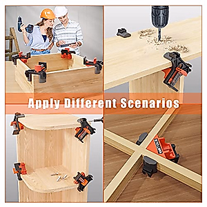 WETOLS Corner Clamp, 4Pcs Fast Adjustable Quick Spring Loaded Woodworking Clamp, 90 Degree Right Angle Clamp for Woodworking-Red-orange