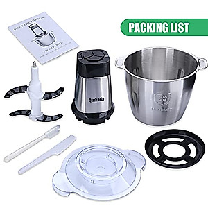 Electric Meat Grinder, Qinkada 500W Food Processor 3.5L Chopping Meat, 14Cup Large Stainless Steel Electric Food Chopper with 4 Sharp Blades 3 Rotating Speed Levels and Spatula