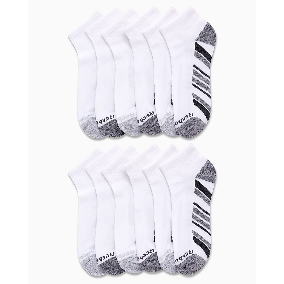 Reebok Men's Quarter Socks - 12 Pack Soft Performance Quarter Socks for Men - Breathable Men's Athletic Socks (Size 6-12.5), Size 6-12.5, White