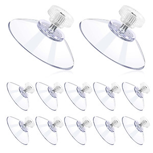 12 PCS Suction Cups, 40mm Strong Suction Cup with M5 Metal Screw Rods and Nuts Clear PVC Heavy Duty Suction Cup Holder Plastic Sucker Pads Without Hooks for Bathroom Wall Door Glass Window Car Shade