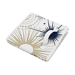 Sweet Jojo Designs Star and Moon Boy or Girl Small Fabric Toy Bin Storage Box Chest For Baby Nursery or Kids Room - Navy Blue, Gold, and Grey Celestial Sky Stars Gender Neutral Unisex