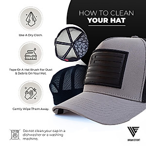 Urban Effort Snapback Trucker Hat | Breathable Mesh Baseball Cap for Men & Women Adjustable Fit American Flag Hat for Casual (Gray)