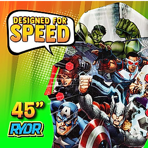 RYDR Marvel 45" Two Person Snow Slider Sled - Kids Downhill Toboggan Winter Sleds Plastic Sledding Board Xtreme Foam Heavy Duty Racer Sleigh for Children