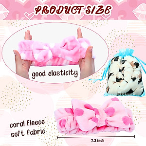 Jexine 24 Pieces Facial Makeup Headbands Spa Headband Bulk Bow Hair Head Band Fluffy Plush Headband with Gift Bags for Women Girls