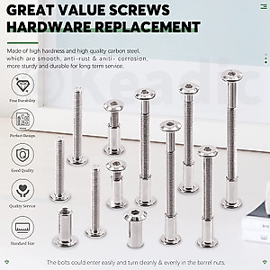 Keadic 25 Pcs M6 x 25mm Socket Cap Bolts Barrel Nuts Kit with Hex Key, Silver Binding Screws Stud Posts Assortment Kit Countersunk Furniture Crib Bolts for Bed Chair Table Cabinet