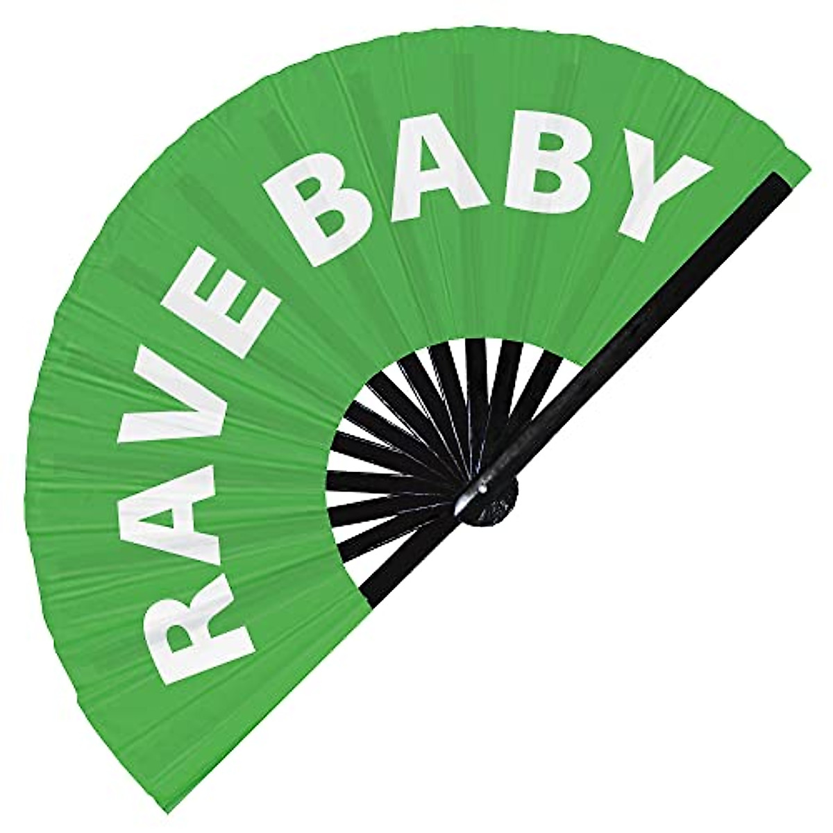 Rave Baby hand fan foldable bamboo circuit hand fan funny gag slang words expressions statement gifts Festival accessories Rave handheld Circuit event fan Clack fans (Green)