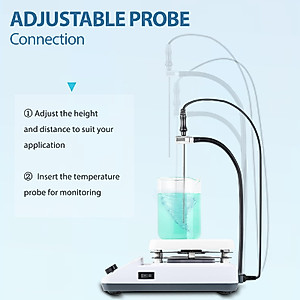 BAOSHISHAN 6.6 Inch Magnetic Stirrer Hot Plate with Timer, 6L Stirring Capacity 300C/572F Hotplate with 3 Stirring Bar, Stir Bar Retriever, Thermal Probe and Support Stand 110V