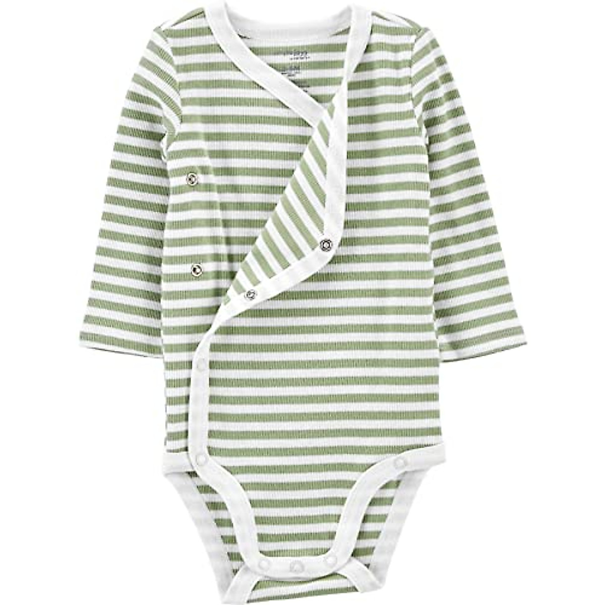 Simple Joys by Carter's Unisex Babies' Textured Bodysuits, Pack of 4, Jade Green Stripe/Light Grey/Olive/White Clouds, 12 Months