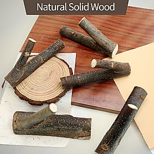 suiwotin 4pcs Real Tree Branch Wall Hook, Natural Wood Hooks Wooden Coat Hooks, Rustic Decorative Wall Mount Self Adhesive Hooks (Width 2-3 cm)