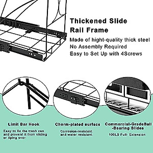 oxinyra Pull Out Trash Can Under Cabinet, 35Qts Under Sink Trash Can Shelf for Kitchen Cabinets, Adjustable Slide Out Garbage Can Kit Black, Trash Can Not Included