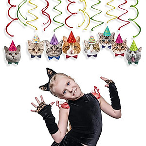 Cat Hanging Swirl Decorations,Pet Cat Birthday,Cat Face Decorations for Girls,Boys,Kids,Toddler and Adults,Home,Classroom,School(30Ct)