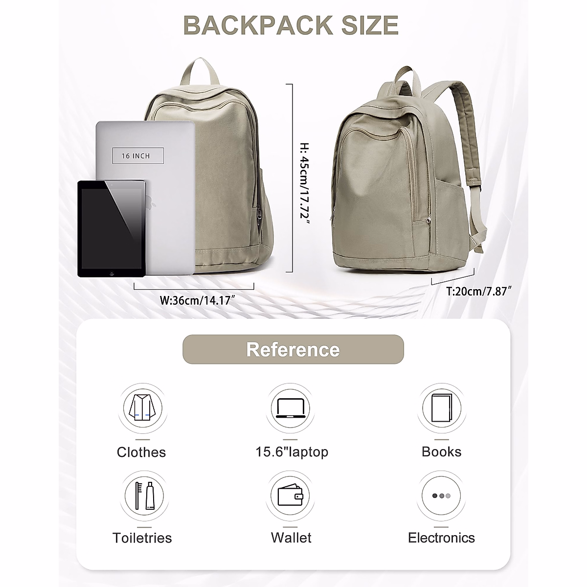 kibachev Green Canvas Backpack for Men Laptop Backpack College Backpack for Women Leisure Backpack Vintage Backpack