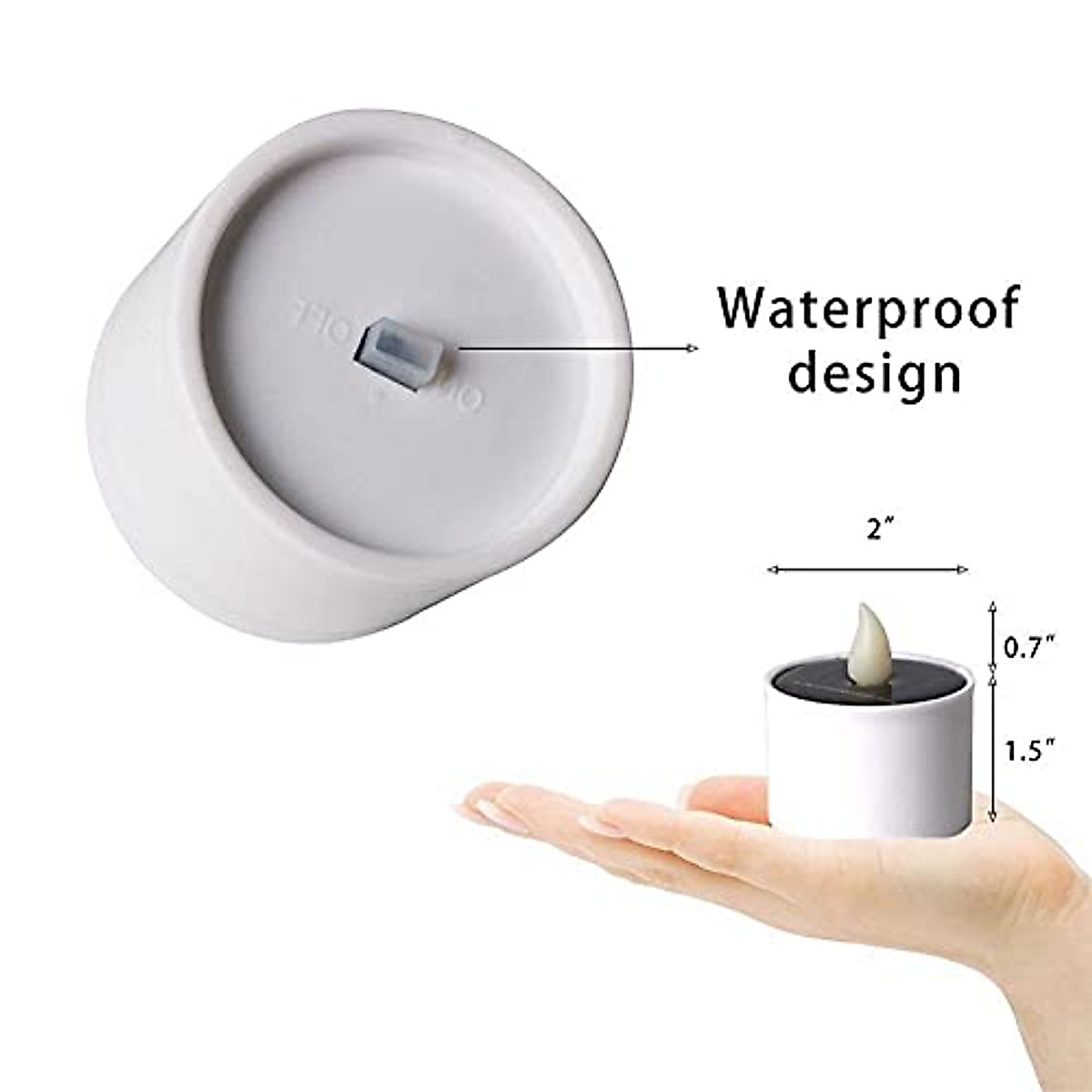 Solar Lantern Tea Lights Candles, Flameless Rechargeable Flickering LED Candle Lights, Outdoor Waterproof for Garden, Yard, Pathway, Balcony, Wedding, Party, Holidays, Home Décor