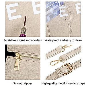 Veki The Tote Bag for Women Handbag with Zipper, Pu Leather Canvas Tote Purse Shoulder Crossbody Bags for Work, School (Pu-Black)