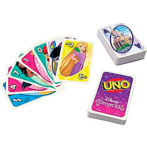 Mattel Games UNO Disney Princesses Card Game for Kids & Family, Themed Deck & Special Rule, 2-10 Players