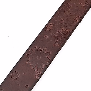 Eddie Bauer Women's Casual Leather Belts, One Size Fits Most, Floral Tooled-Brown, Small
