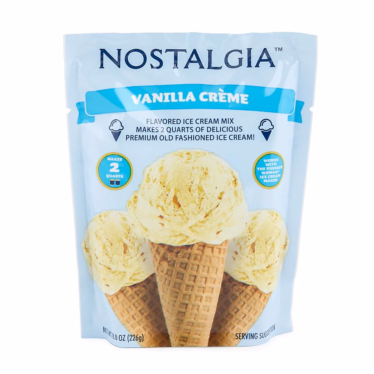 Nostalgia Ice Cream Mix, Flavors Vanilla and Chocolate, 2 Pack of 8 ounce Delicious Premium Old Fashioned Ice Cream Mix Bundle with 2 Homestay Helpers Wipes