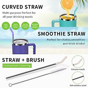 Lifejoymax 40 oz Tumbler with Handle and Straw Lid - Vacuum Insulated Tumbler Stainless Steel Insulated Cup Water Bottle Coffee Travel Mug Spill Proof Leak Proof Reusable Tumblers 40 Ounce - Blue