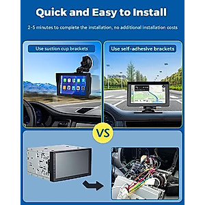 Portable Car Stereo Wireless Apple Carplay Android Auto with 7" HD IPS Touch Screen Car Radio Audio Receivers Bluetooth5.0, AirPlay, GPS Navigation for Car, Siri/Google Assistant, Calling, AUX/FM