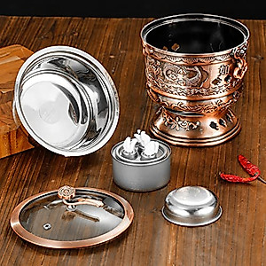 Stainless Steel Food Warmers, Dish Catering Heating Plate Stove Buffet with Pans and Fuel Holders for Buffets Caterings Parties Buffet Server Warming Tray/Red Copper