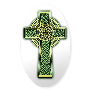 CafePress Celtic Cross 2 Light Oval Car Bumper Sticker