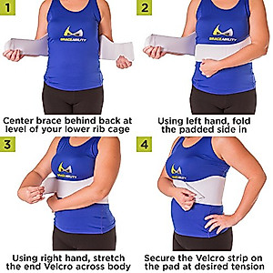 BraceAbility Rib Injury Binder Belt | Women's Rib Cage Protector Wrap for Sore or Bruised Ribs Support, Sternum Injuries, Pulled Muscle Pain and Strain Treatment (Female - Fits 34”-60” Chest)