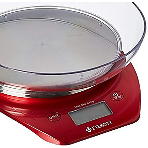 Etekcity Food Kitchen Scale, Digital Weight Grams and Oz for Cooking, Baking, Meal Prep, and Diet, 11lb/5kg, Red